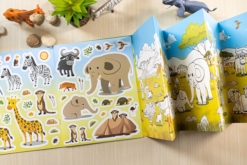 โปสเตอร์สติกเกอร์ ขบวนสัตว์น่ารัก ในทุ่งหญ้าสะวันนา -- SERAZU ร้านหนังสือออนไลน์